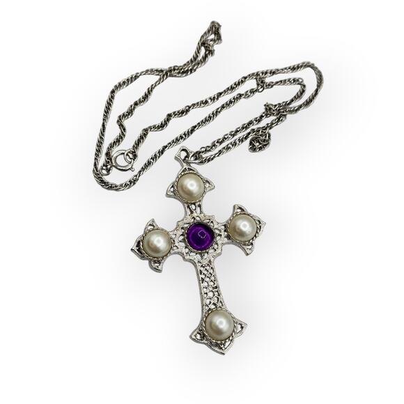 Sarah Coventry | Jewelry | Victorian Gothic Cross Pendant Necklace ...